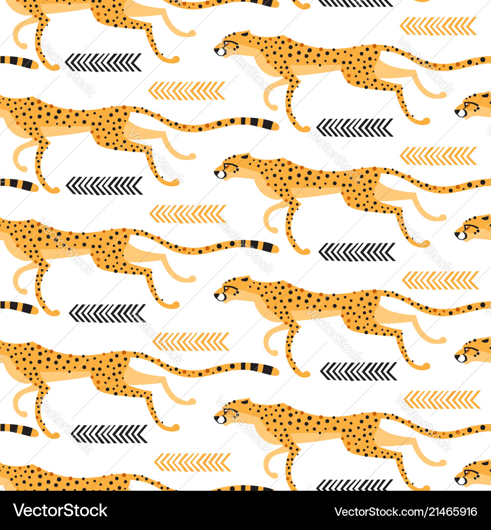 Seamless pattern with running cheetahs leopards Vector Image