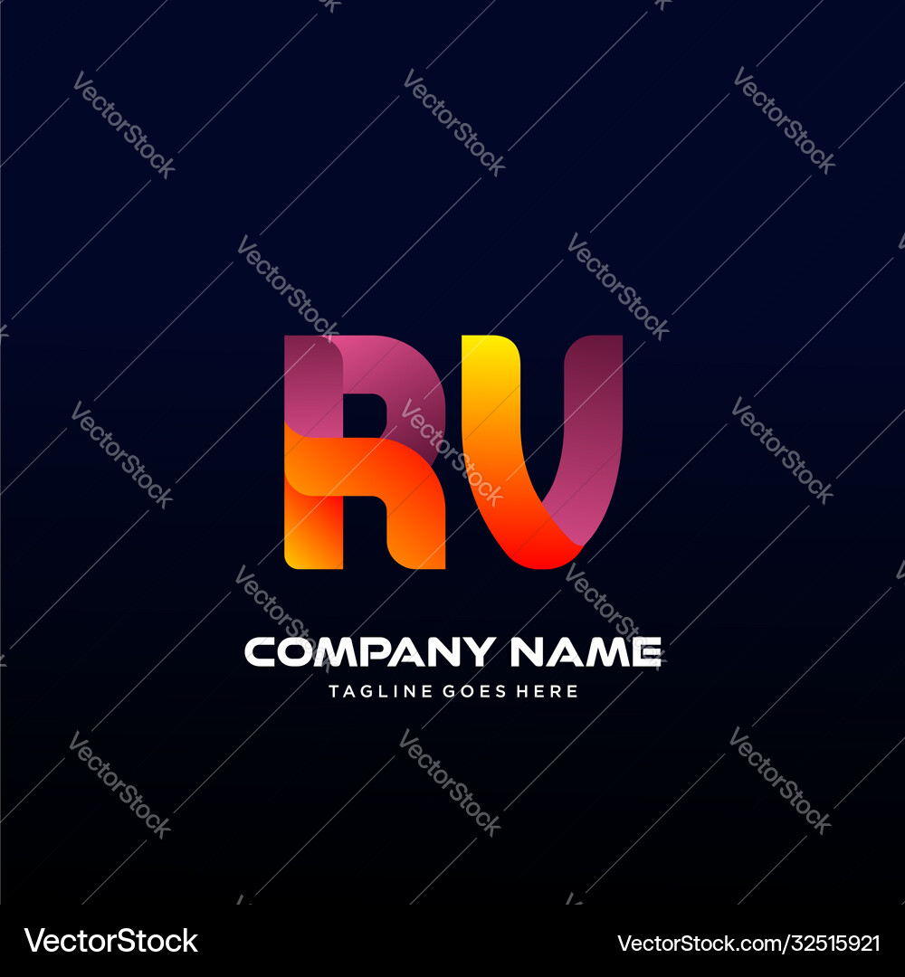 Letter rv initial logo with colorful Royalty Free Vector