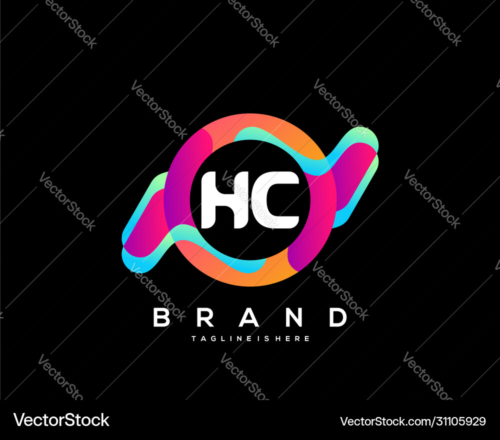 Letter hc initial logo with colorful Royalty Free Vector