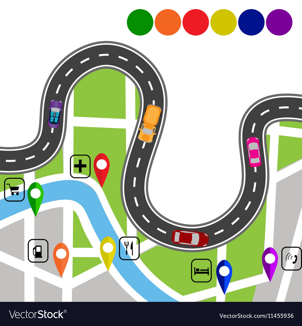 Road infographics winding with signs Royalty Free Vector Road infographics winding with signs Royalty Free Vector