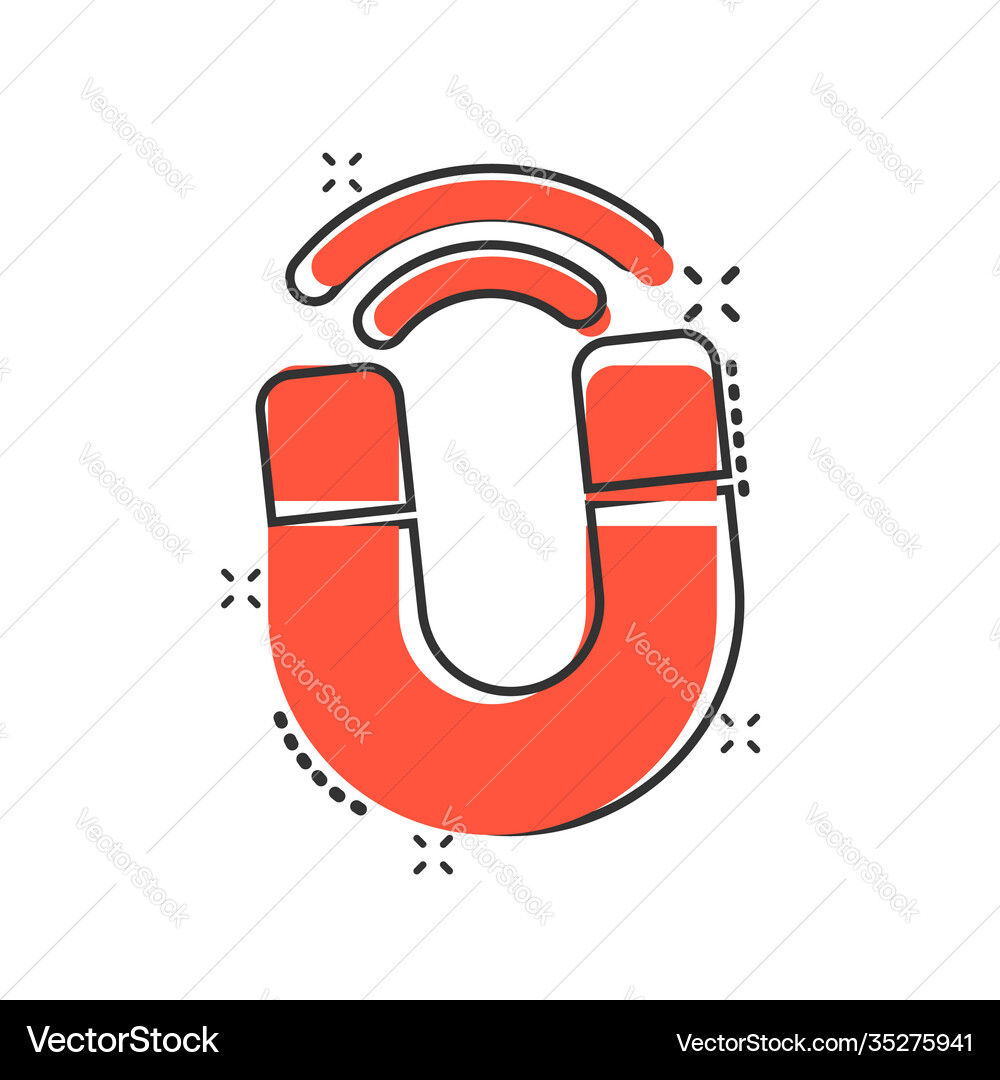 Magnet icon in comic style attract cartoon Vector Image