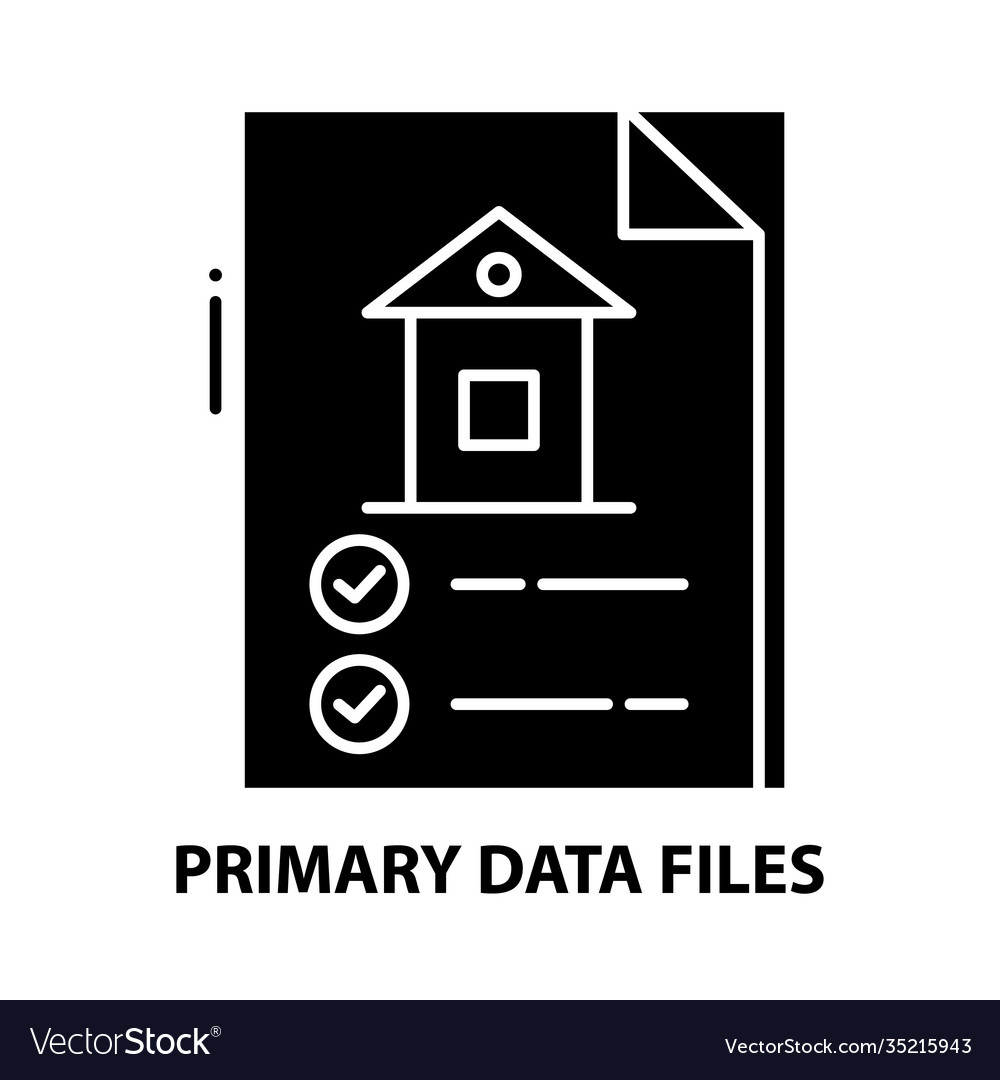 Primary data files icon black sign Royalty Free Vector Image