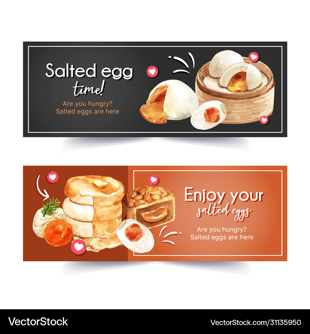 Salted egg banner design with steamed stuff bun Vector Image