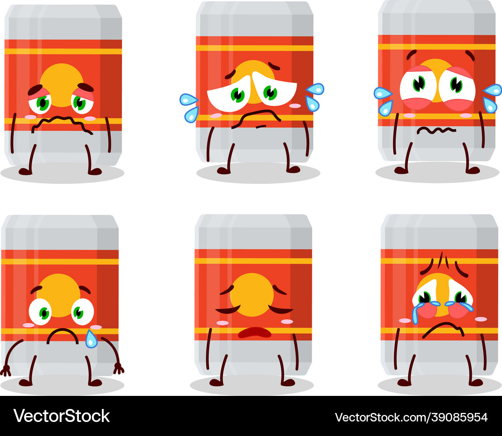 Beer bottle cartoon character with sad expression Vector Image