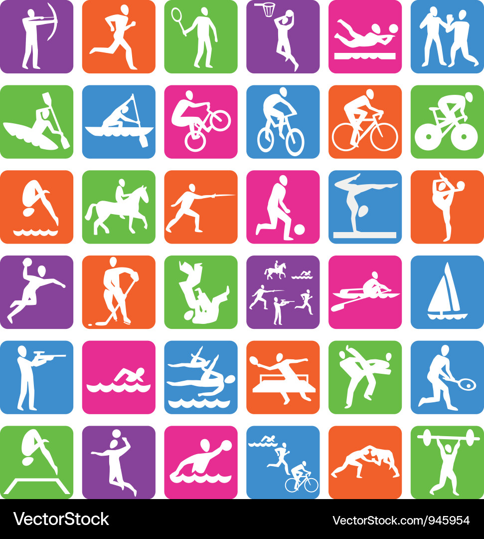 Collection with 36 olympic sport icons Royalty Free Vector