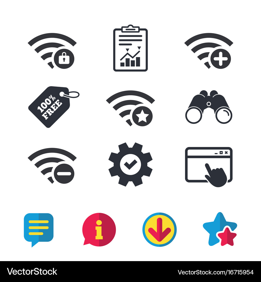 Wifi wireless network icons wi-fi add remove Vector Image