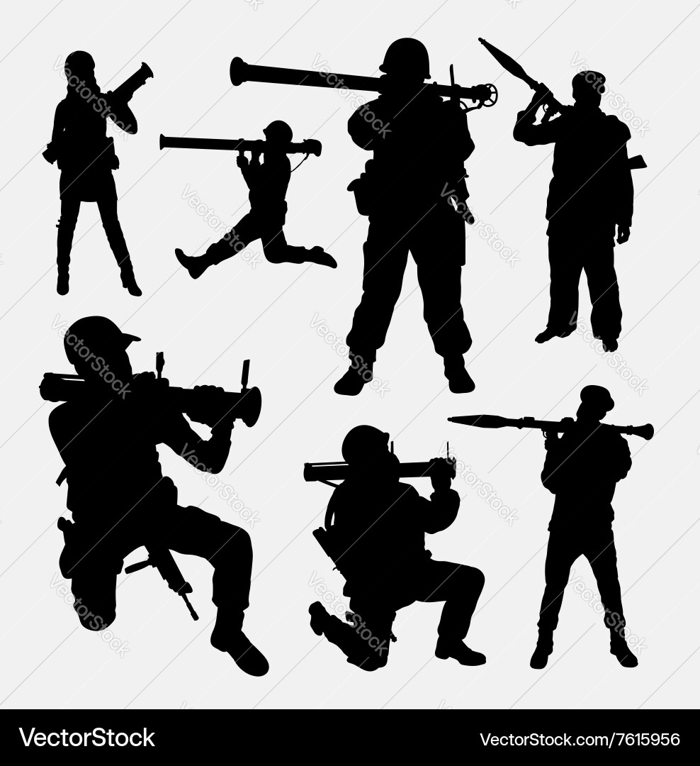 Bazooka weapon soldier silhouette Royalty Free Vector Image
