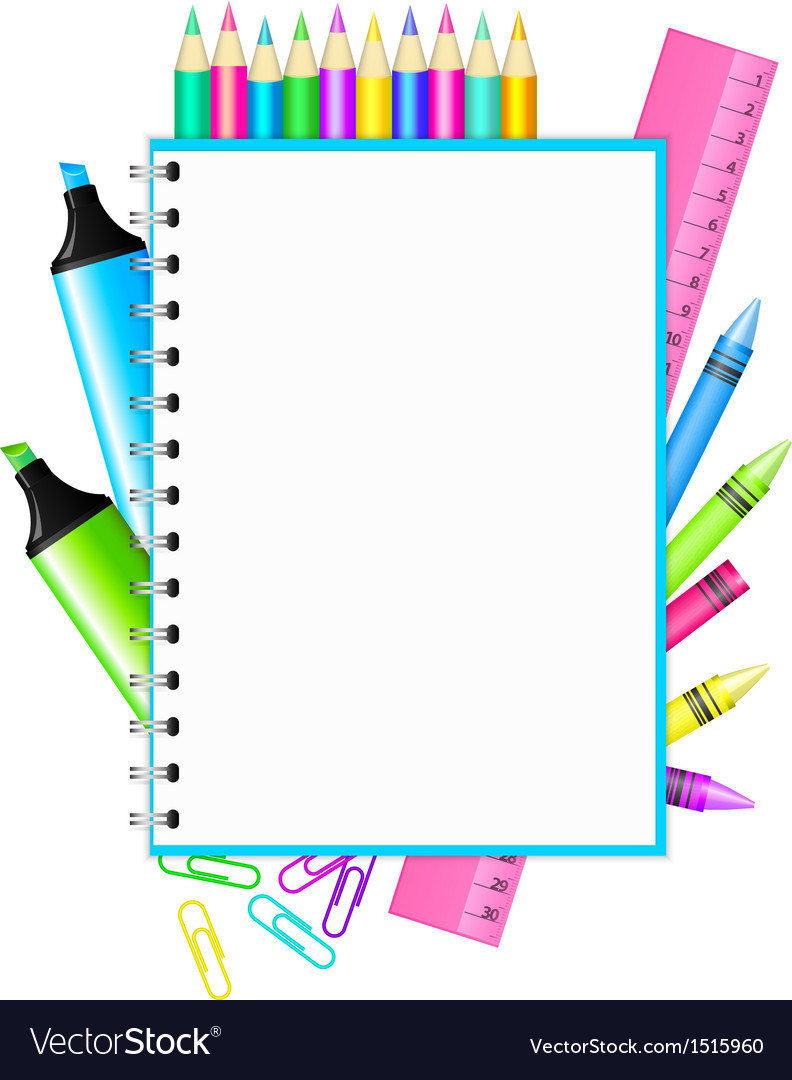 School frame with colorful stationery Royalty Free Vector