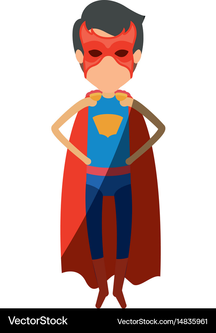 Colorful silhouette with faceless superhero young Royalty Free Vector ...