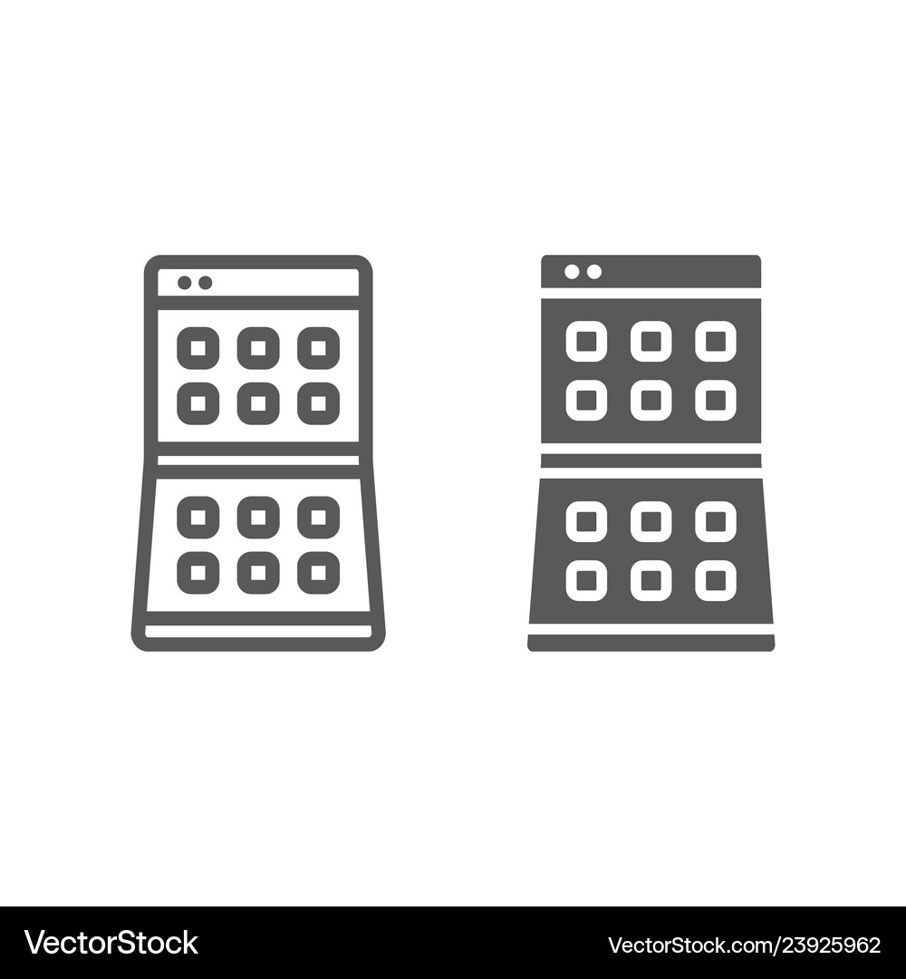 Folding smartphone line and glyph icon device Vector Image
