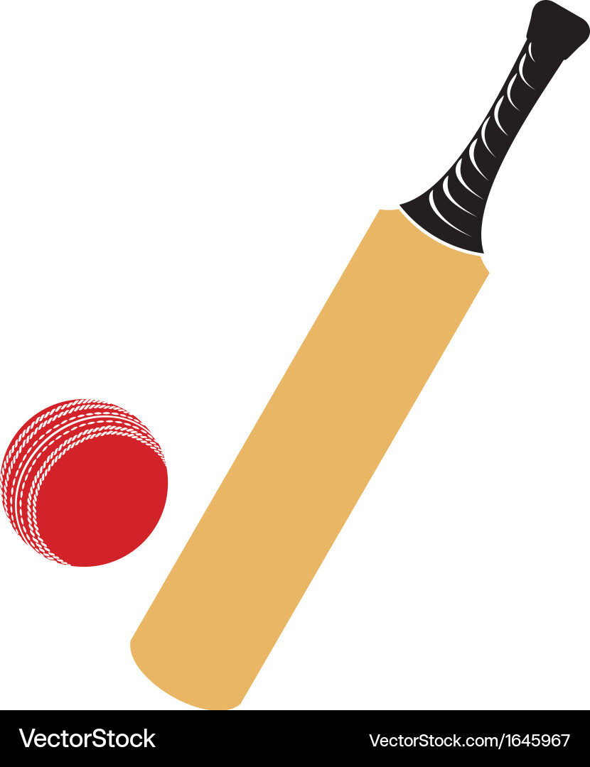 Cricket bat and cricket ball Royalty Free Vector Image