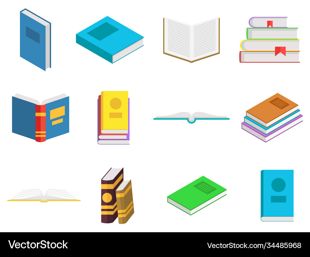 Colored books icons set in flat design style Vector Image