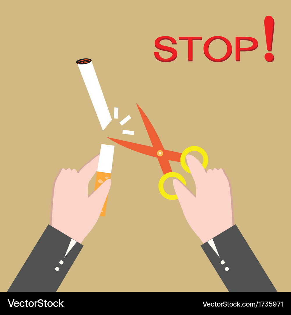 Stop smoking human hands cutting the cigarette Vector Image