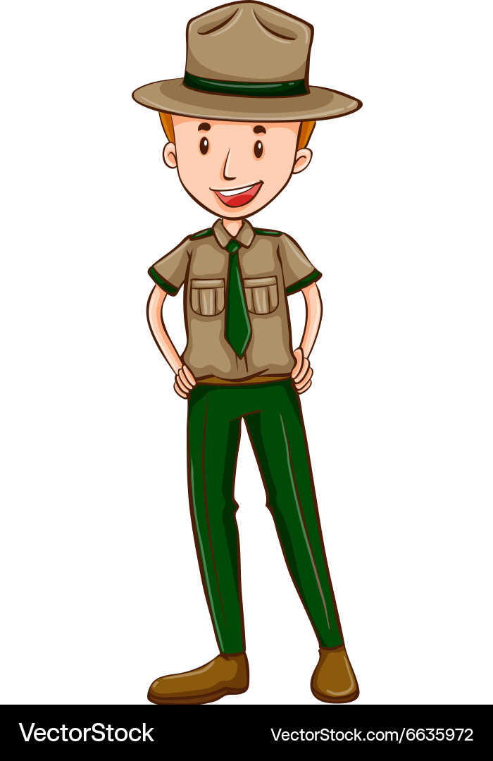 Park ranger in brown uniform Royalty Free Vector Image