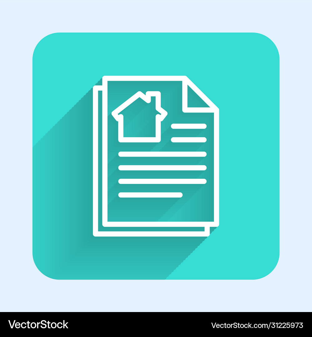 White line house contract icon isolated with long Vector Image