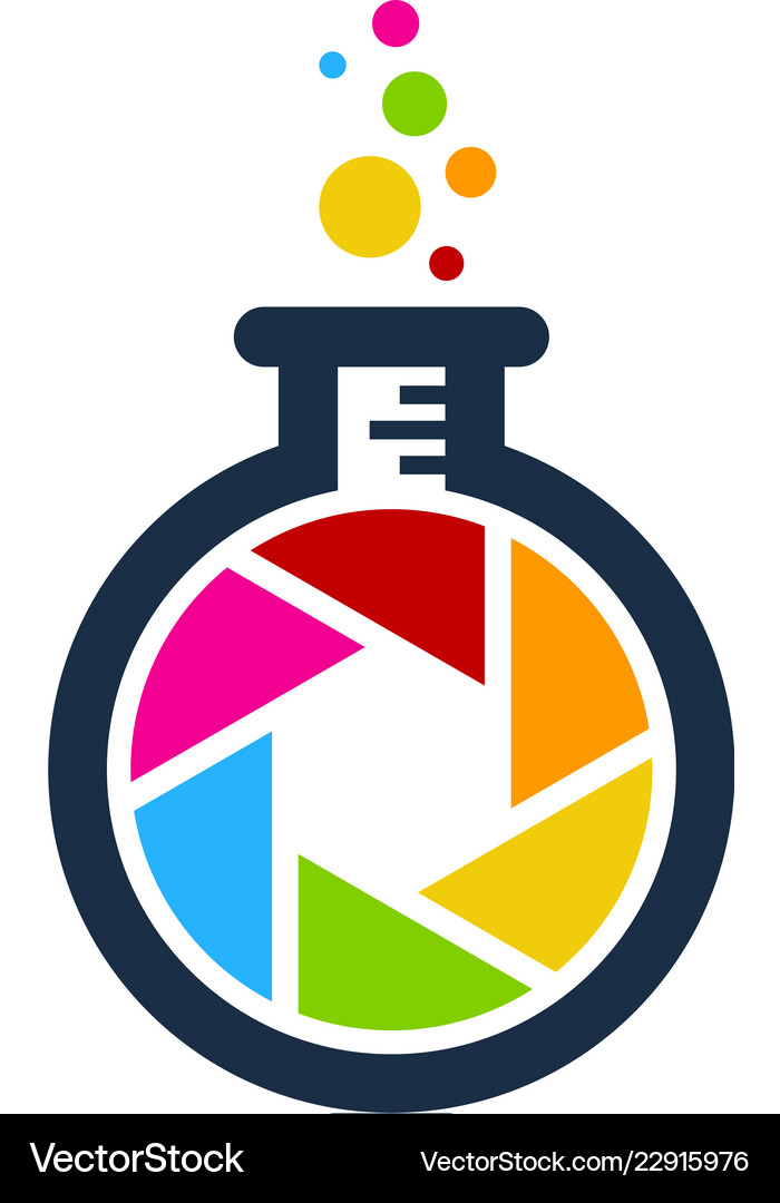 Lens science lab logo icon design Royalty Free Vector Image