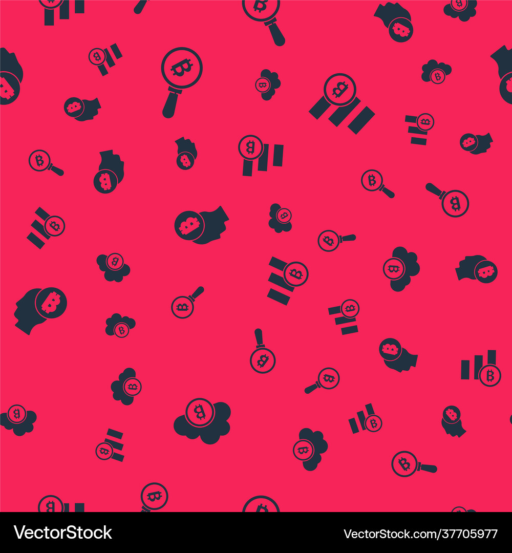 Set cryptocurrency cloud mining magnifying glass Vector Image