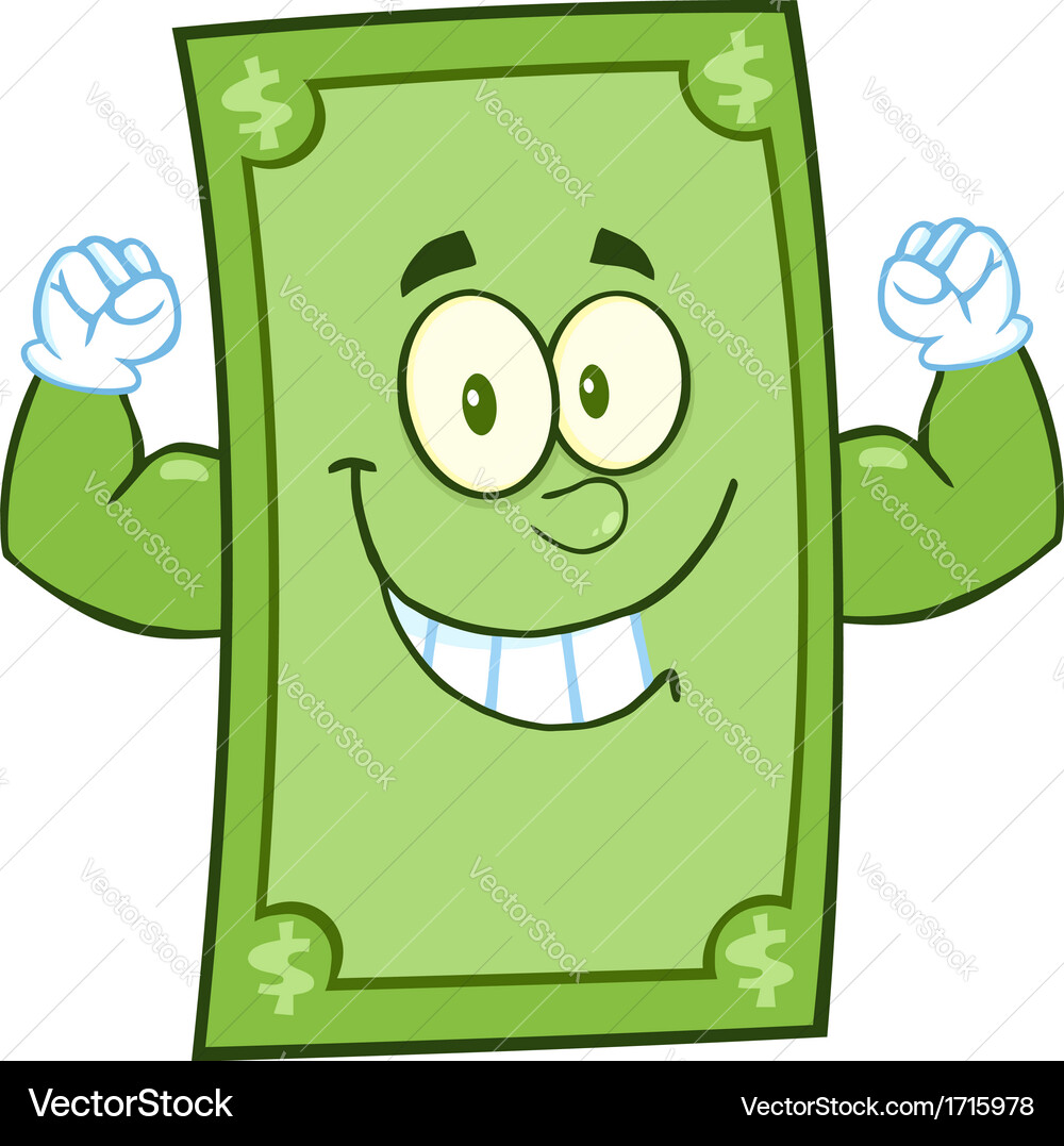 Green dollar bill cartoon Royalty Free Vector Image