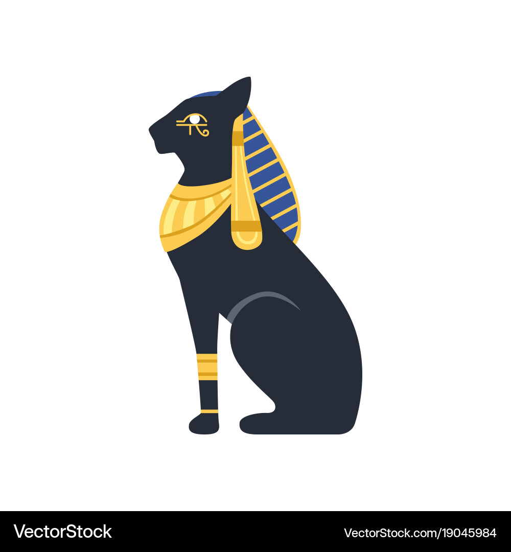 Black egyptian cat bastet ancient egypt goddess Vector Image