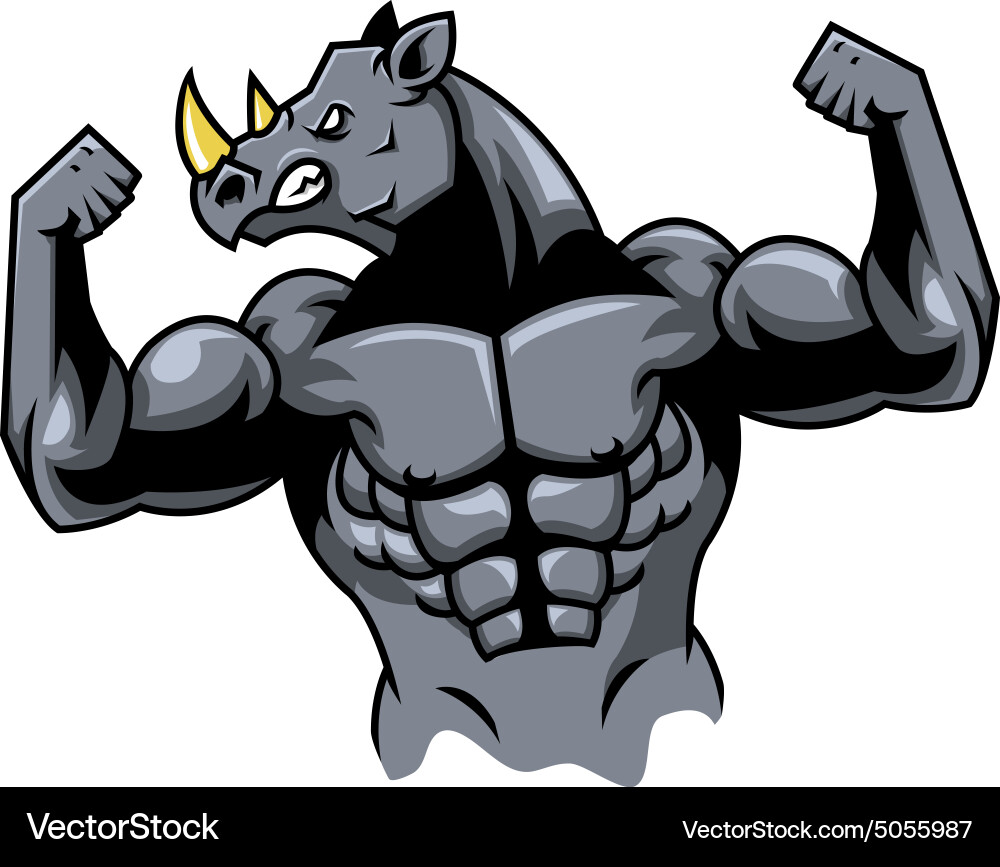 Muscular Rhino Royalty Free Vector Image - VectorStock