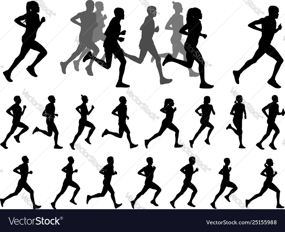 Runners silhouettes collection Royalty Free Vector Image