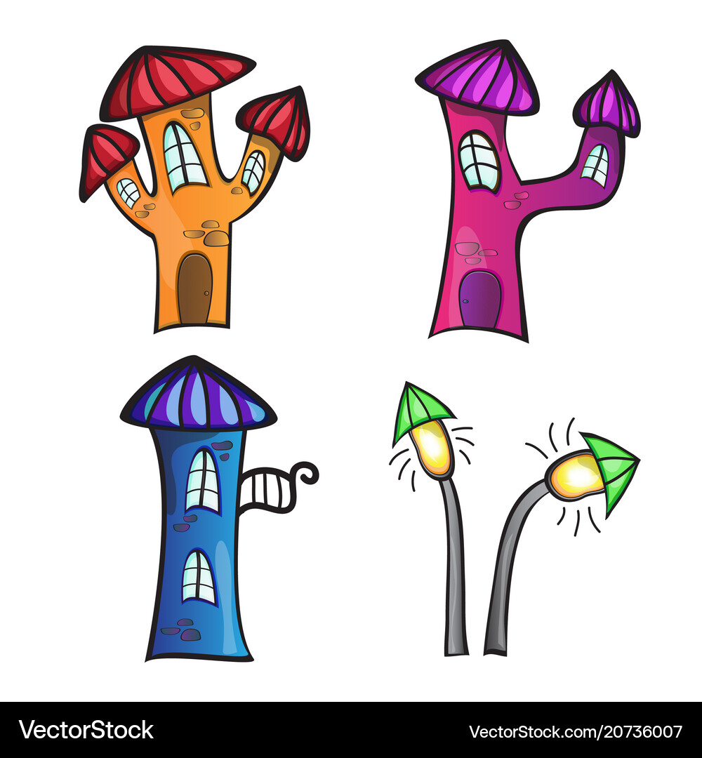 Different cartoon houses Royalty Free Vector Image