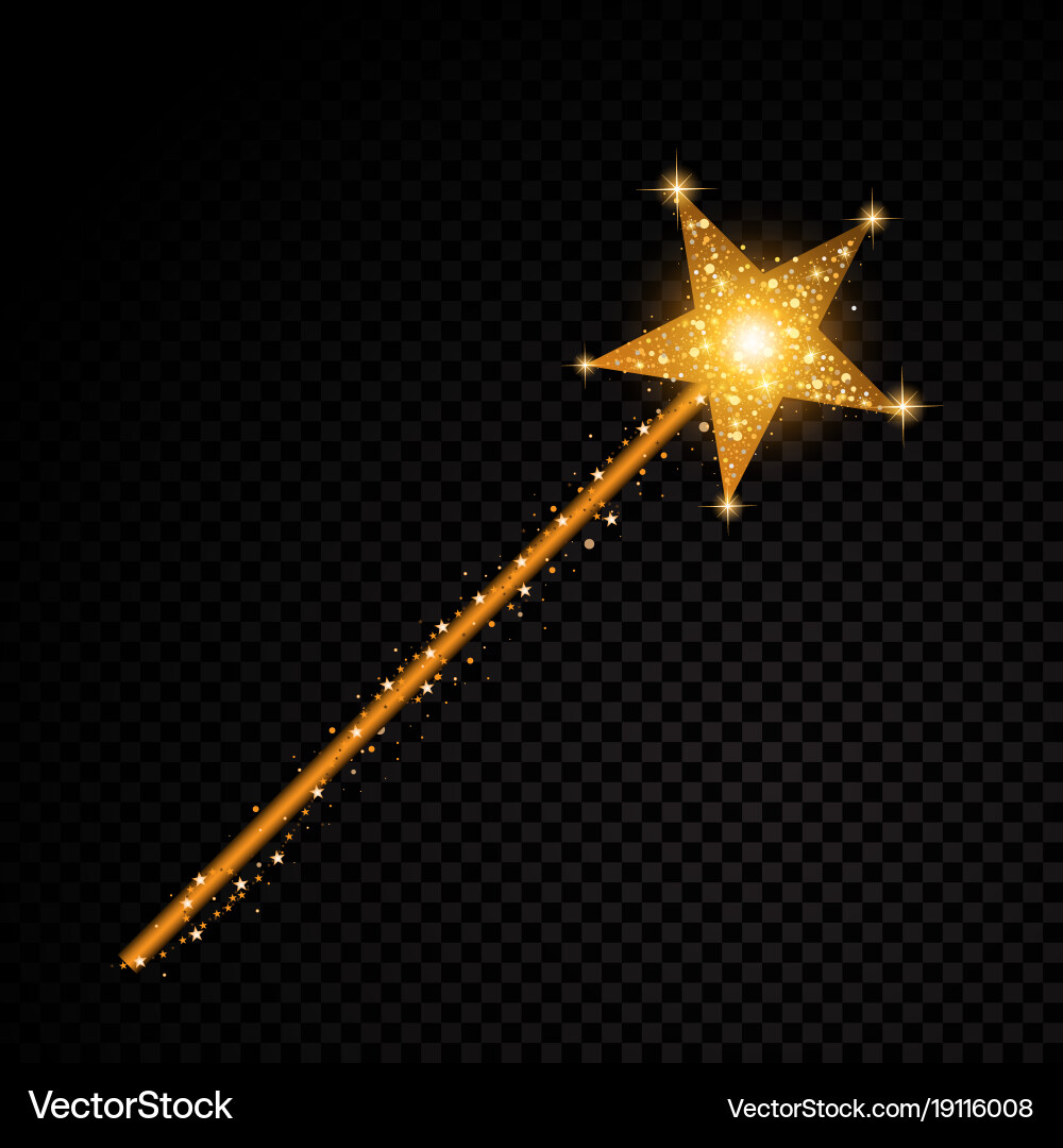 Gold glittering magic stick star dust trail Vector Image