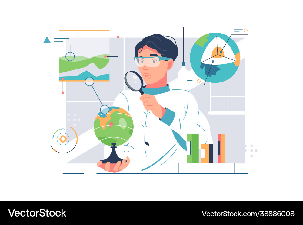 Scientist man doing geology research Royalty Free Vector