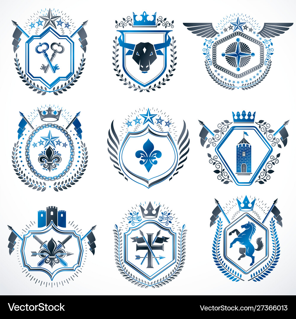 Set luxury heraldic templates collection Vector Image