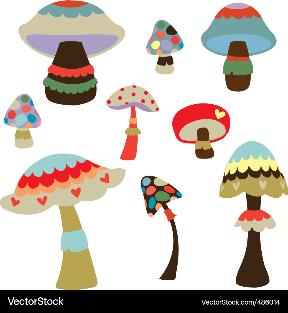 Magic mushrooms Royalty Free Vector Image - VectorStock