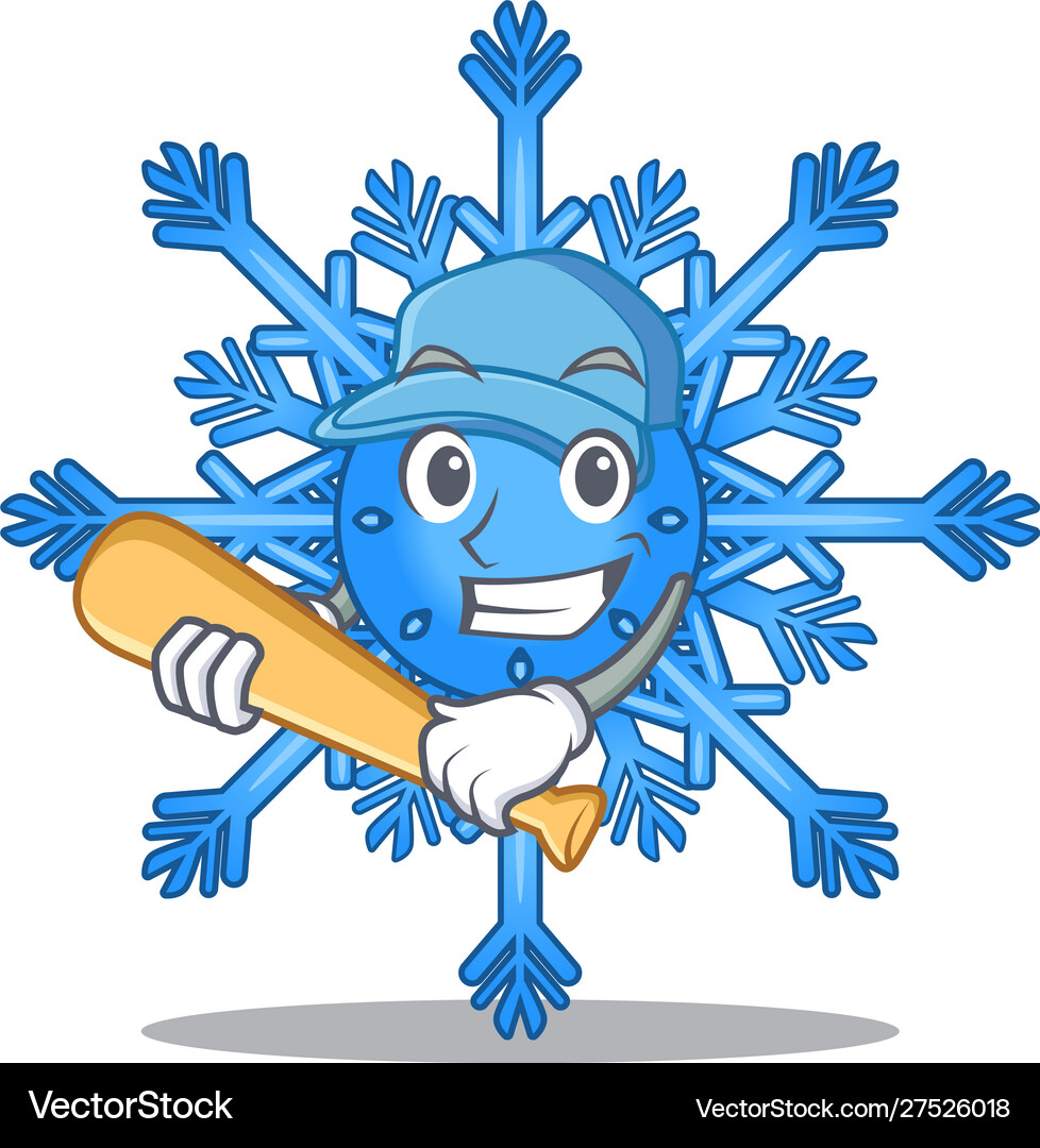 Playing baseball snowflake cartoon Royalty Free Vector Image