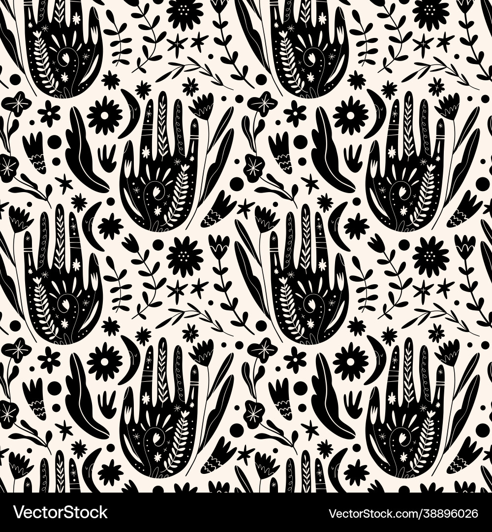 Scandinavian floral seamless pattern scandi folk Vector Image
