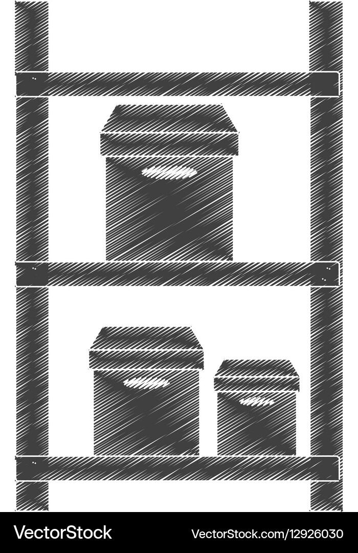 Drawing warehouse shelve boxes cargo pictograph Vector Image