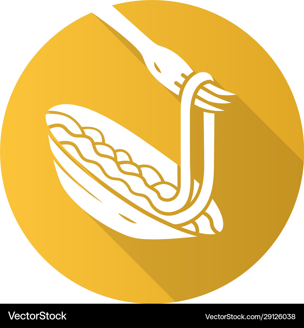 Pasta on fork flat design long shadow glyph icon Vector Image