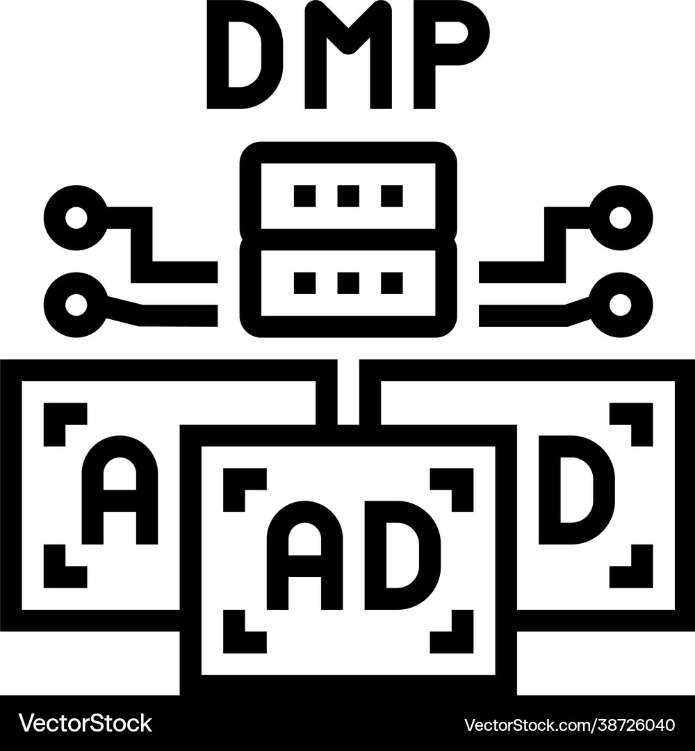 Data management platform line icon Royalty Free Vector Image
