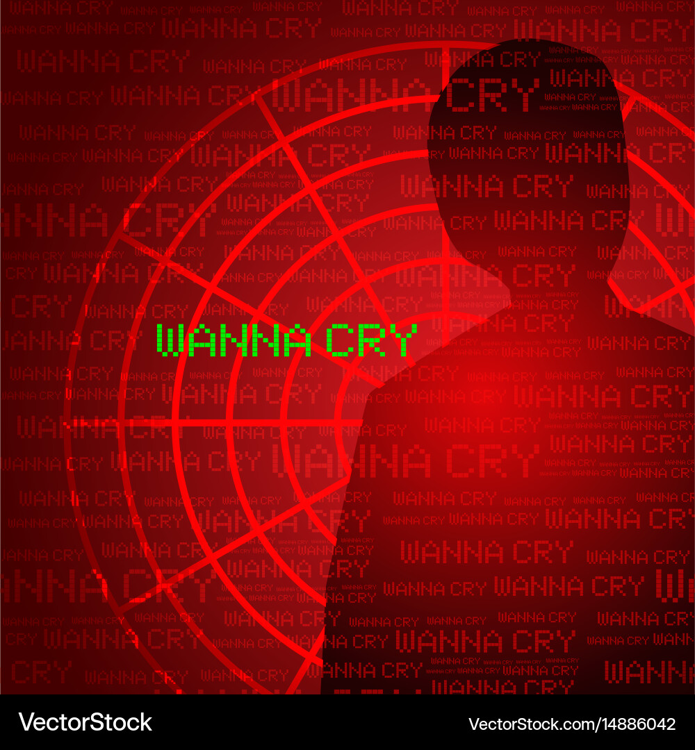 Wanna cry cyber virus Royalty Free Vector Image