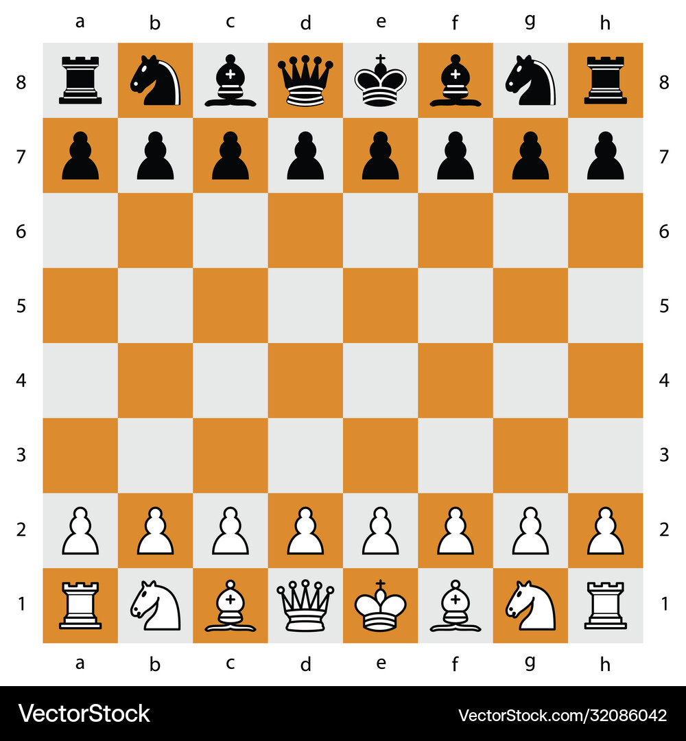 Chess checker board with pieces Royalty Free Vector Image