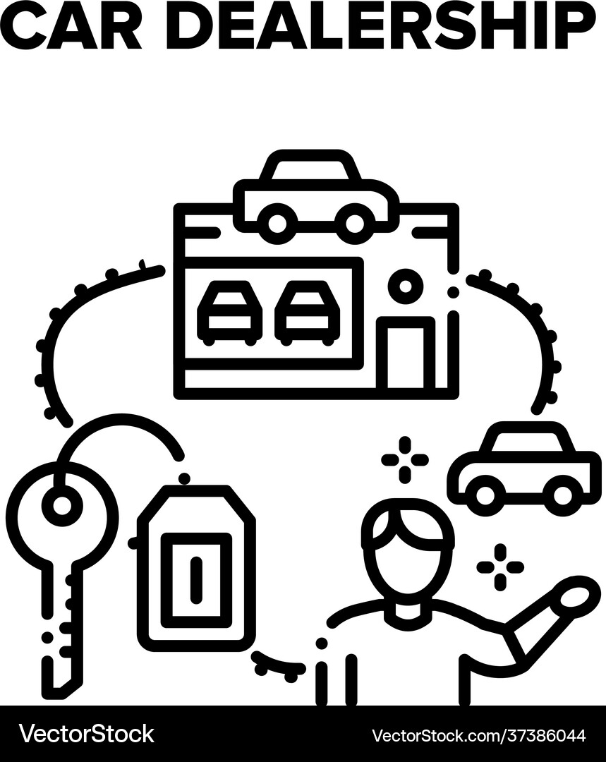 Car dealership black Royalty Free Vector Image