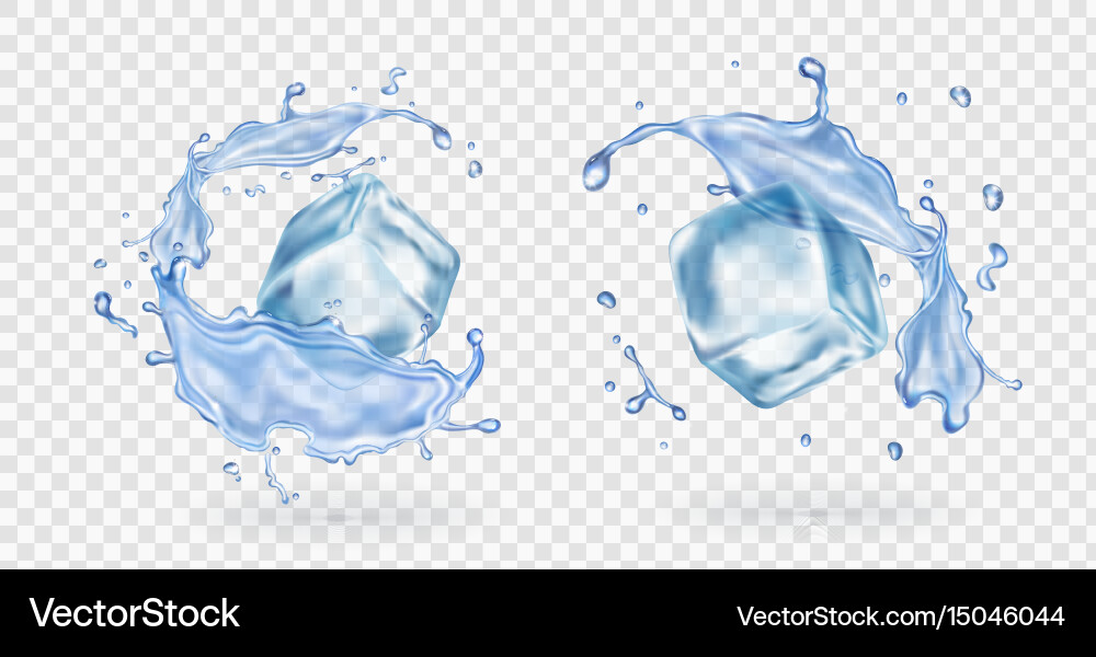 Ice cube and water splashing et Royalty Free Vector Image