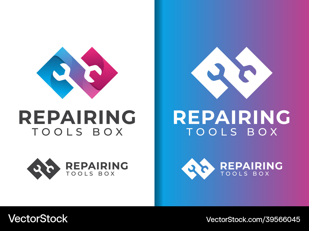 Mechanic tools and repairing logo design with two Vector Image