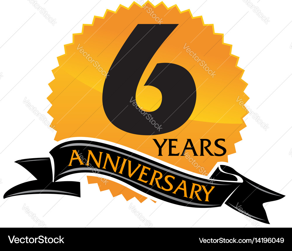 6 years ribbon anniversary Royalty Free Vector Image