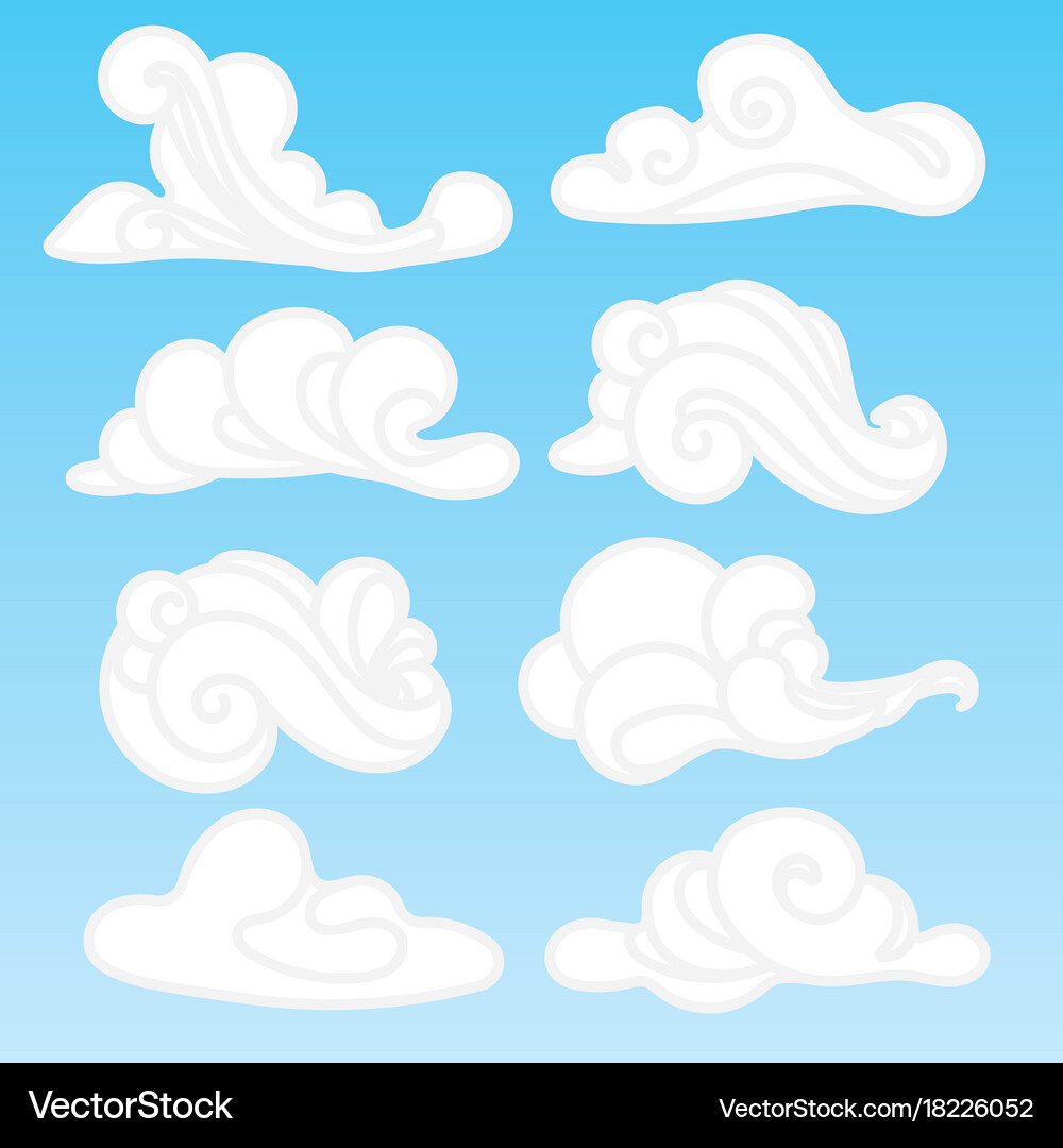 Set of stylized clouds a collection Royalty Free Vector