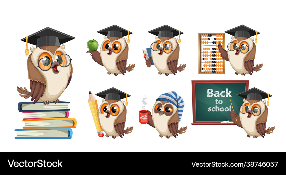 Owl in graduation cap back to school Royalty Free Vector