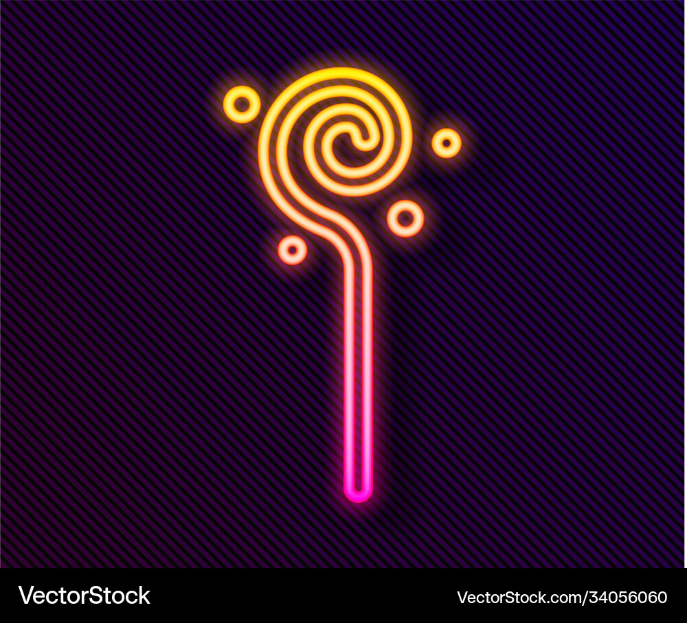 Glowing neon line magic staff icon isolated Vector Image