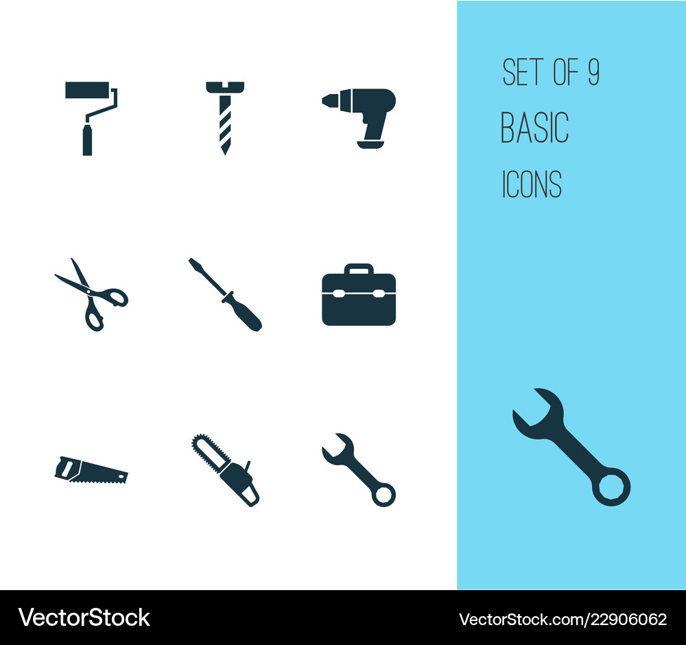 Repair icons set with bolt toolbox drill Vector Image