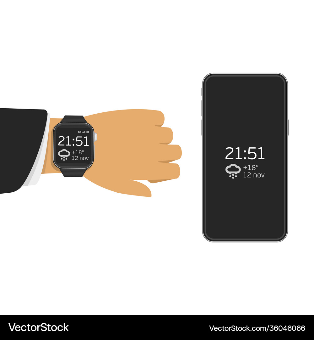Smart watch and mobile phone Royalty Free Vector Image