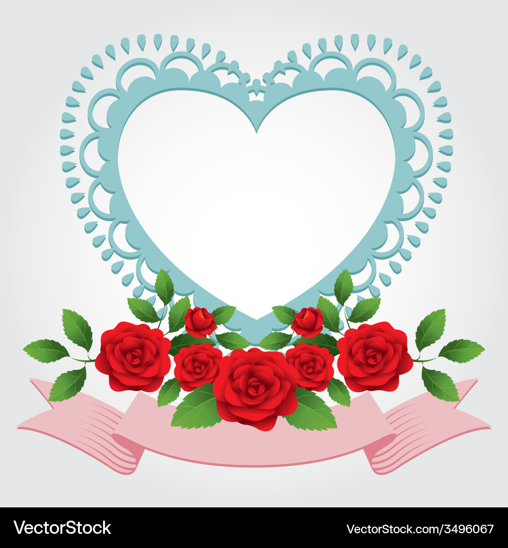 Red Roses Heart Shape Frame and Border Royalty Free Vector Image ...