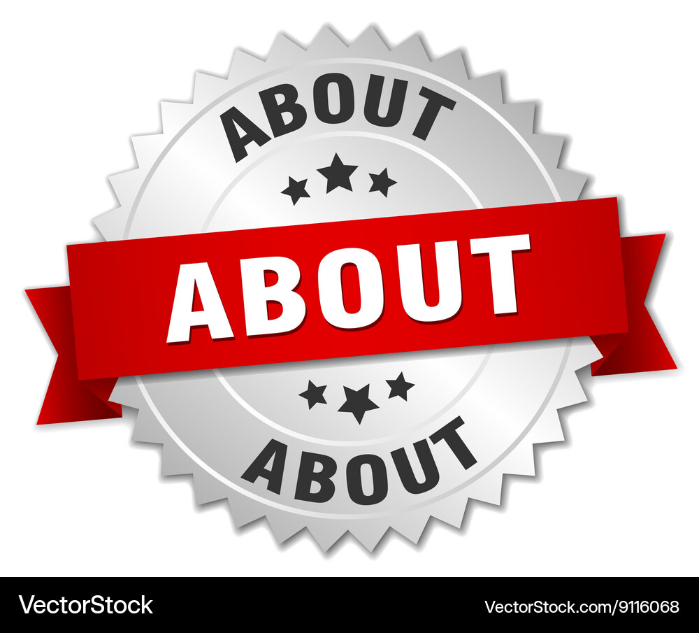 About 3d silver badge with red ribbon Royalty Free Vector