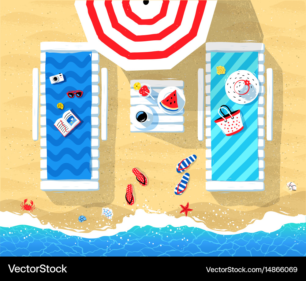 Summer of sun beds Royalty Free Vector Image - VectorStock