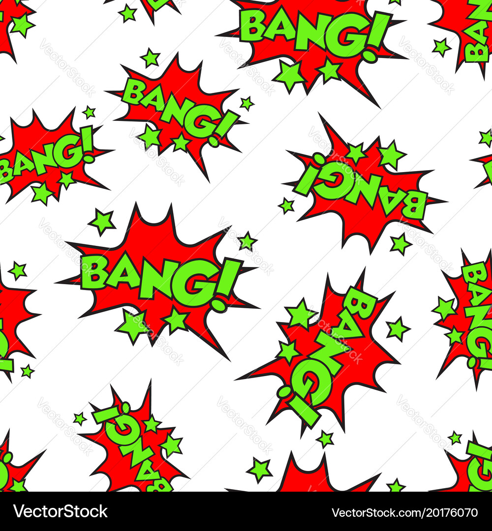 Bang comic sound effects seamless pattern Vector Image